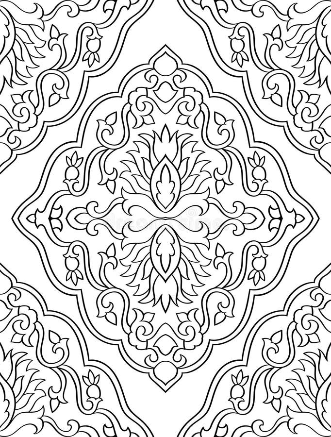 Vector Seamless Damask Pattern. Medieval Ornament with Stylized ...