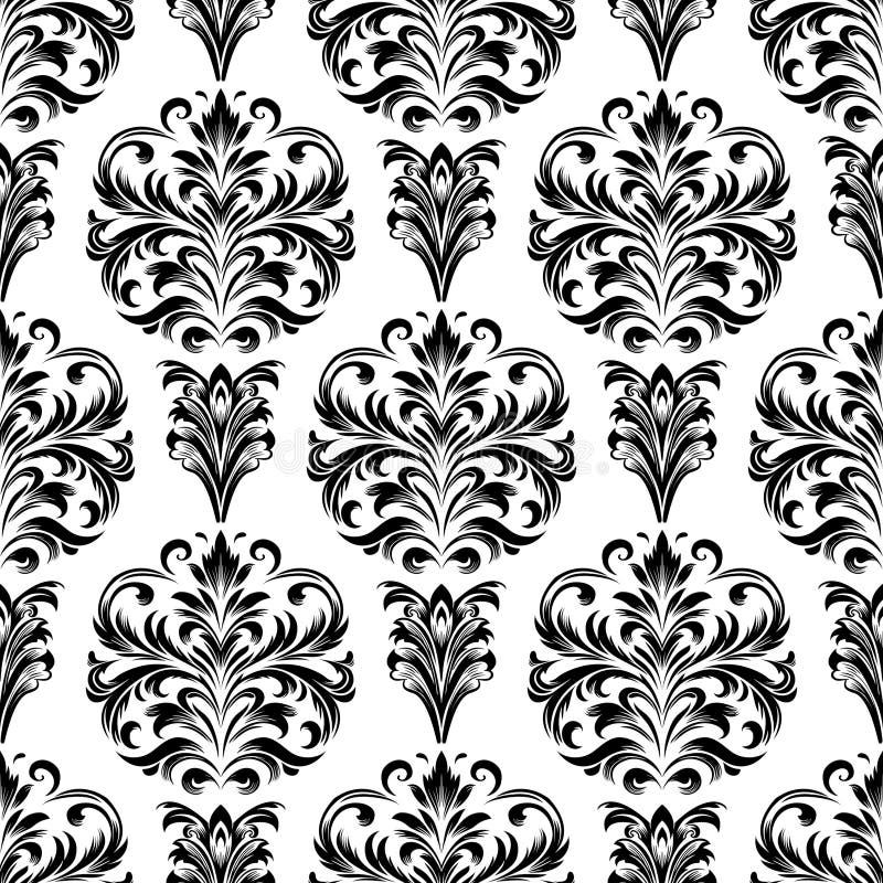 Vector Seamless Damask Pattern Graphic Ornate for Wallpaper Stock ...