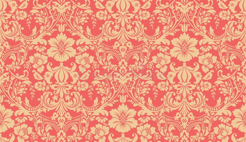 Vector Seamless Damask Pattern. Red and Yellow Image Stock Vector ...