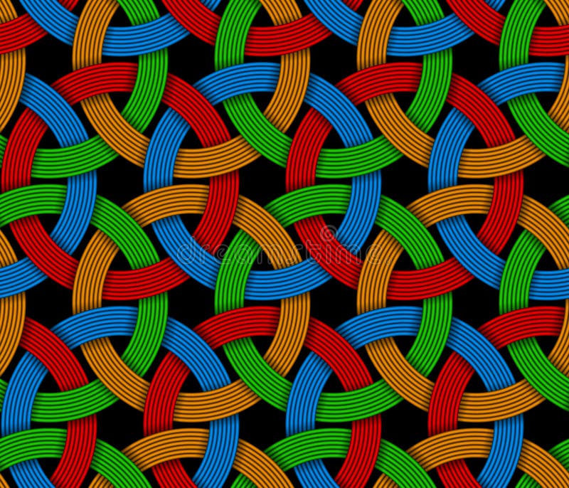 Vector Seamless Decorative Pattern of Colored Interlaced Fiber. Stock ...