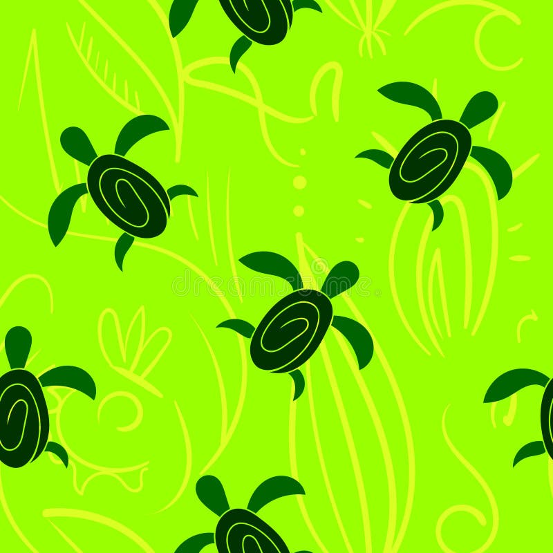 Vector Seamless Decorative Pattern. Hand Drawn Turtle Stock Vector ...