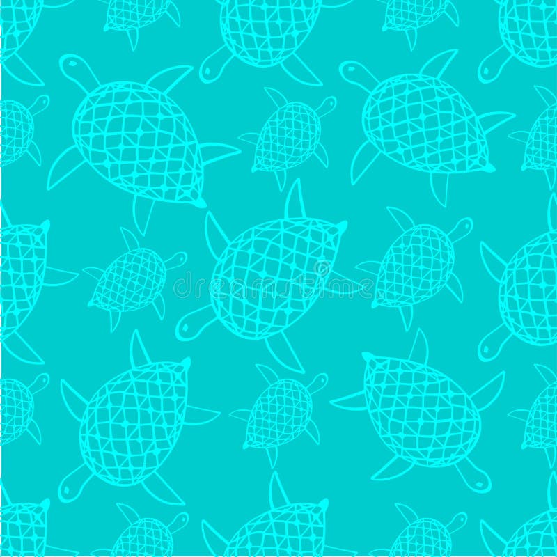 Vector Seamless Decorative Pattern. Hand Drawn Turtle Tribal Background ...