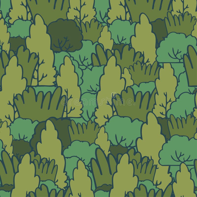 Vector Seamless Design of Abstract Gloomy Green Forest. Stock Vector ...