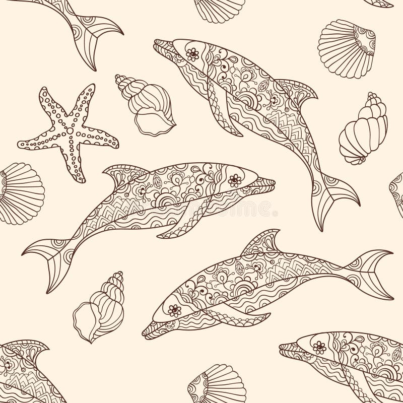 Dolphin Doodle Illustration Stock Vector - Illustration of beautiful ...