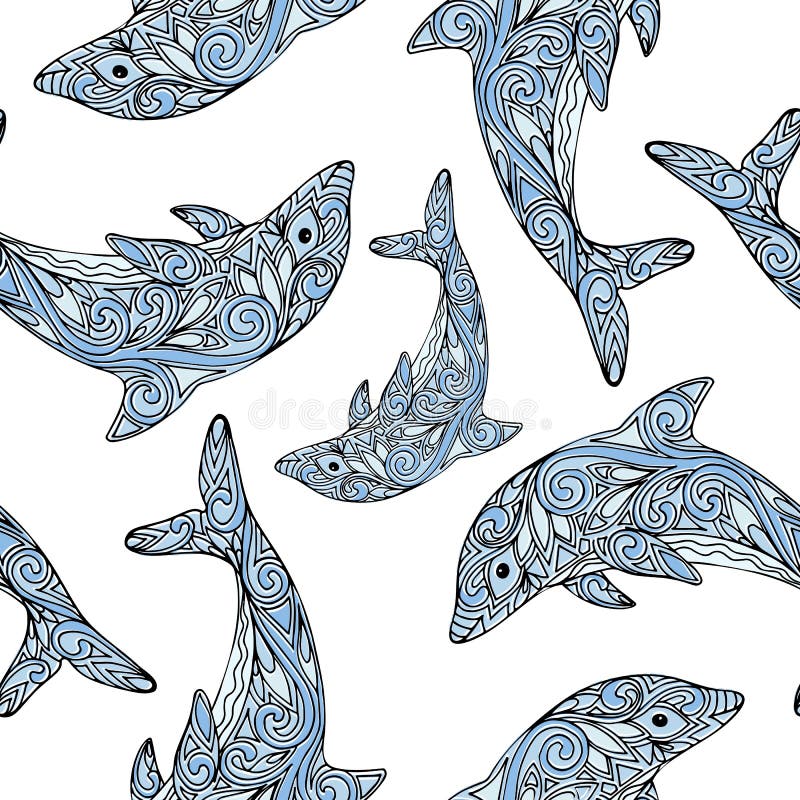 Seamless dolphin pattern stock vector. Illustration of background ...