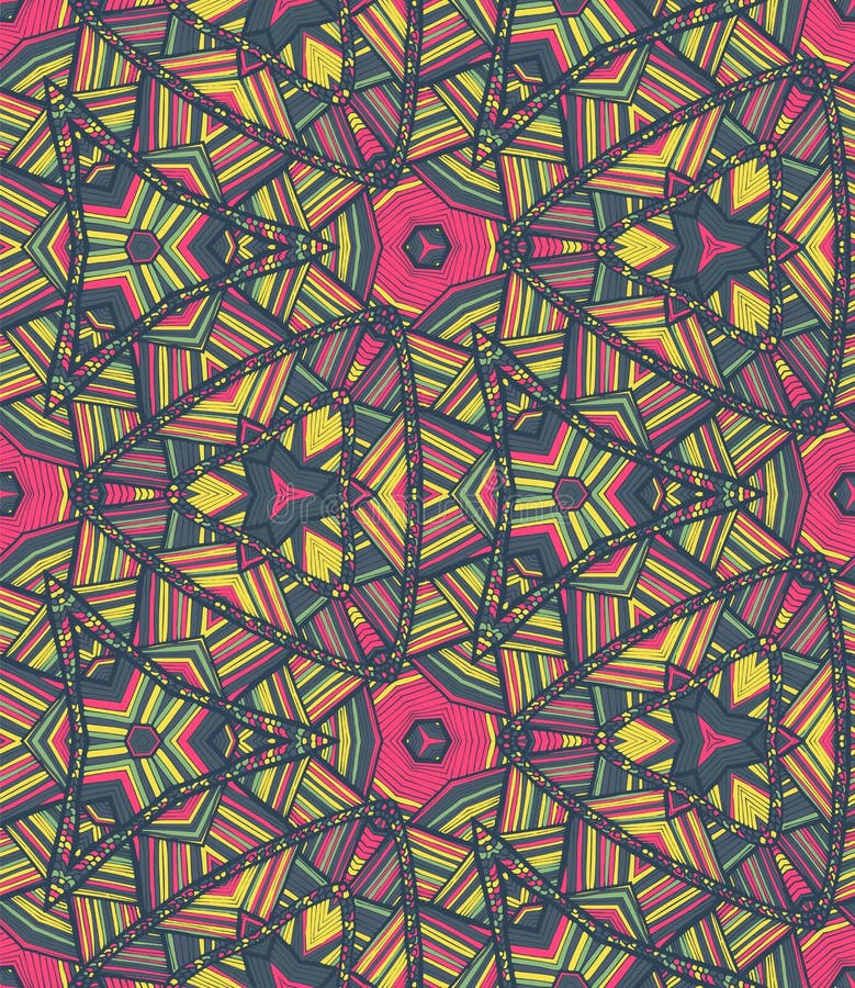 Vector Seamless Ethnic Pattern with Axial Symmetry. Stock Illustration ...