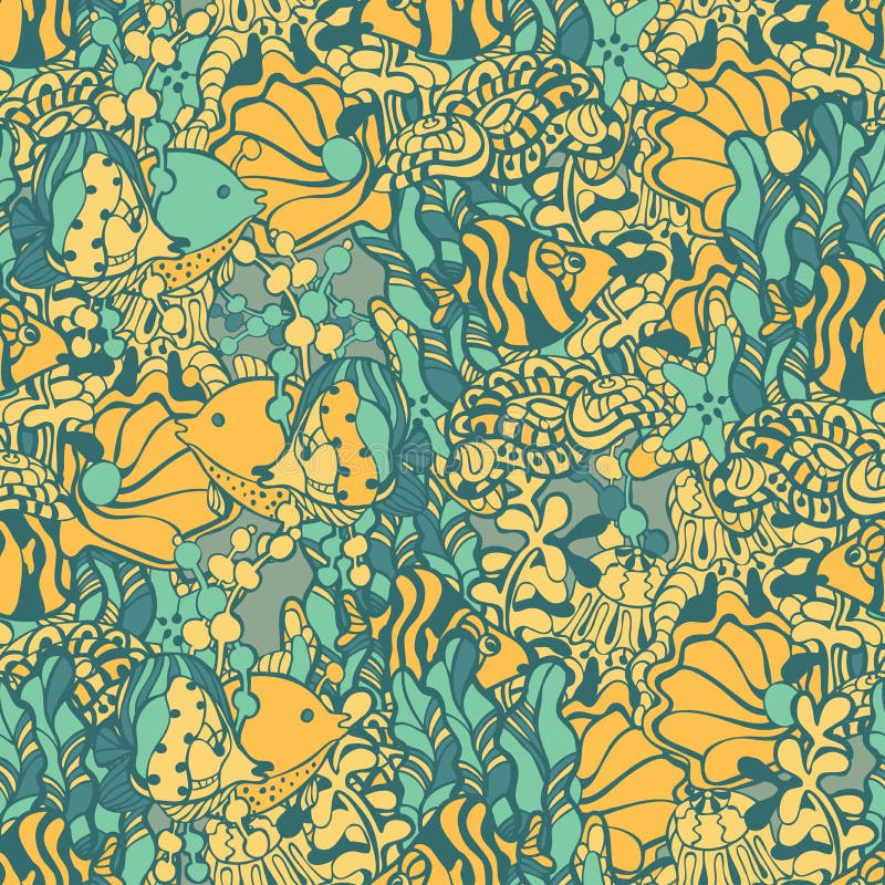 Vector Seamless Exotic Fish Stock Vector - Illustration of shell ...