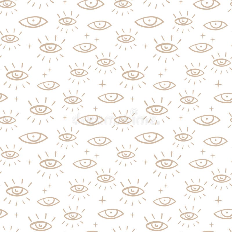 Vector Seamless Eyes Pattern. Hand Drawn Eyes Background Stock ...