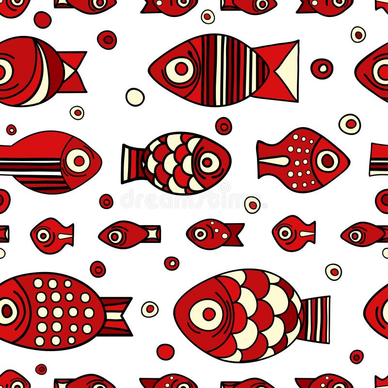 Vector Seamless Fish Pattern Stock Vector - Illustration of marine ...