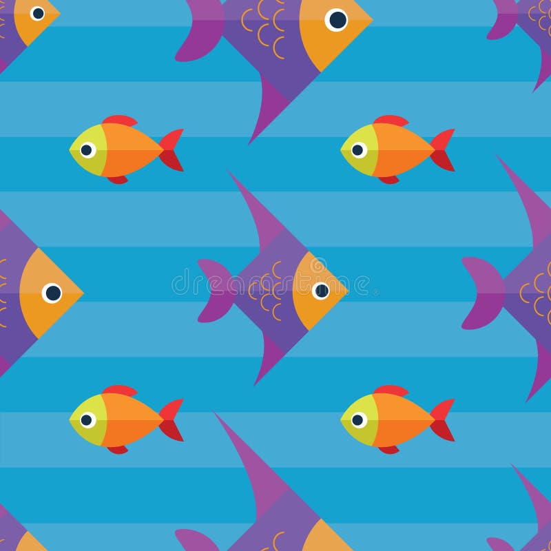 Vector Seamless Fish Pattern. Ocean or Aquarium Background Stock Vector ...