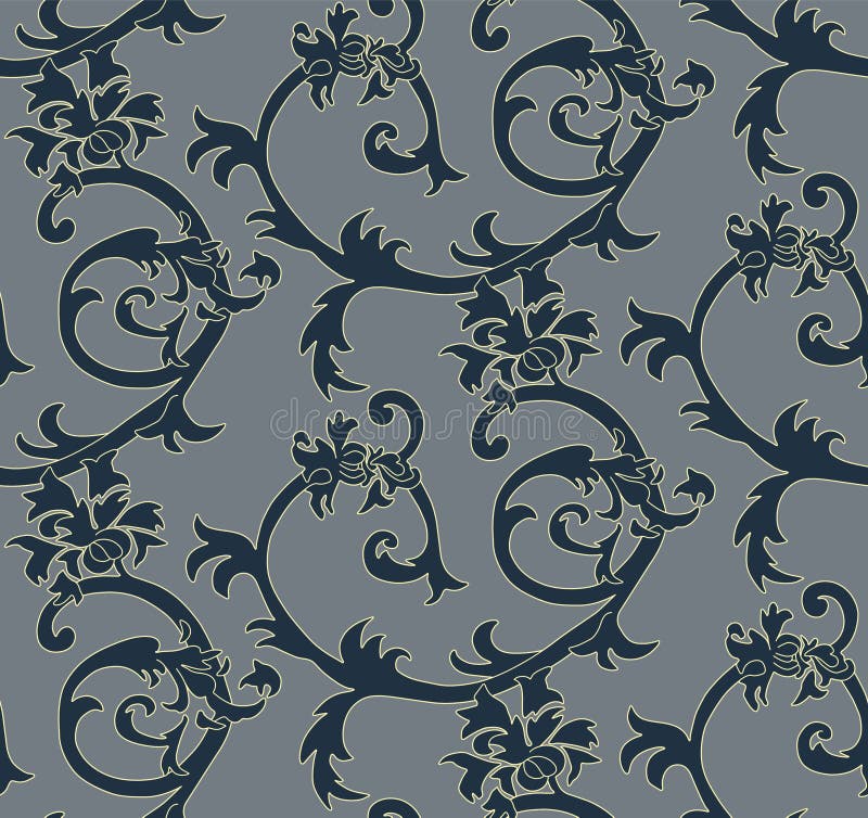 Vector Seamless Floral Damask Pattern. Stock Vector - Illustration of ...