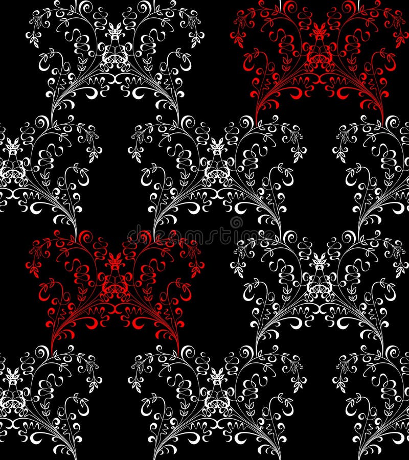 Seamless Black and Silver Foliage Pattern Stock Vector - Illustration ...