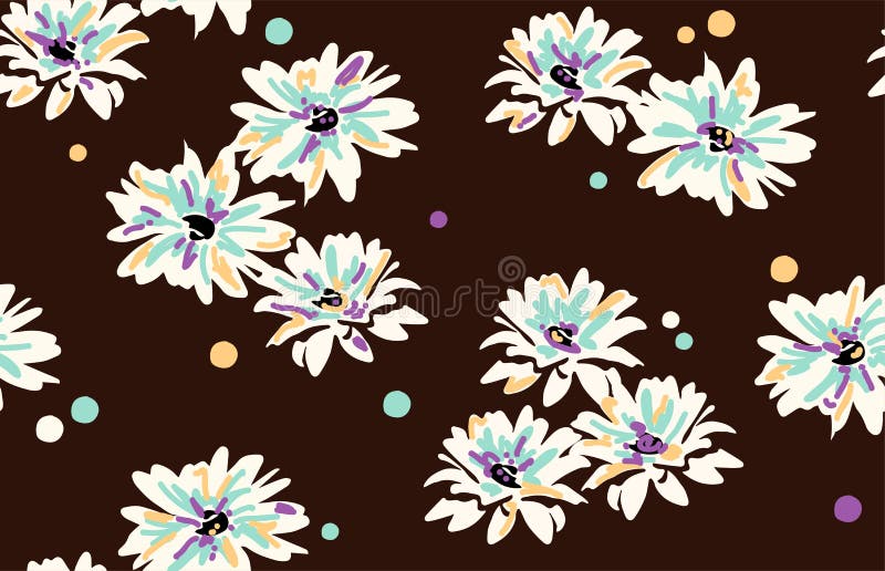 Vector Seamless Floral Pattern with Daisy Flowers Stock Vector ...
