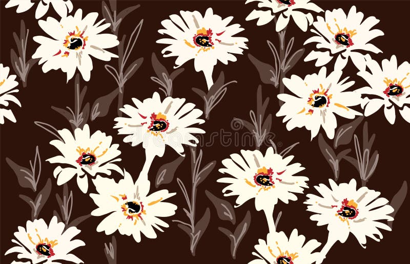 Vector Seamless Floral Pattern with Daisy Flowers Stock Vector ...