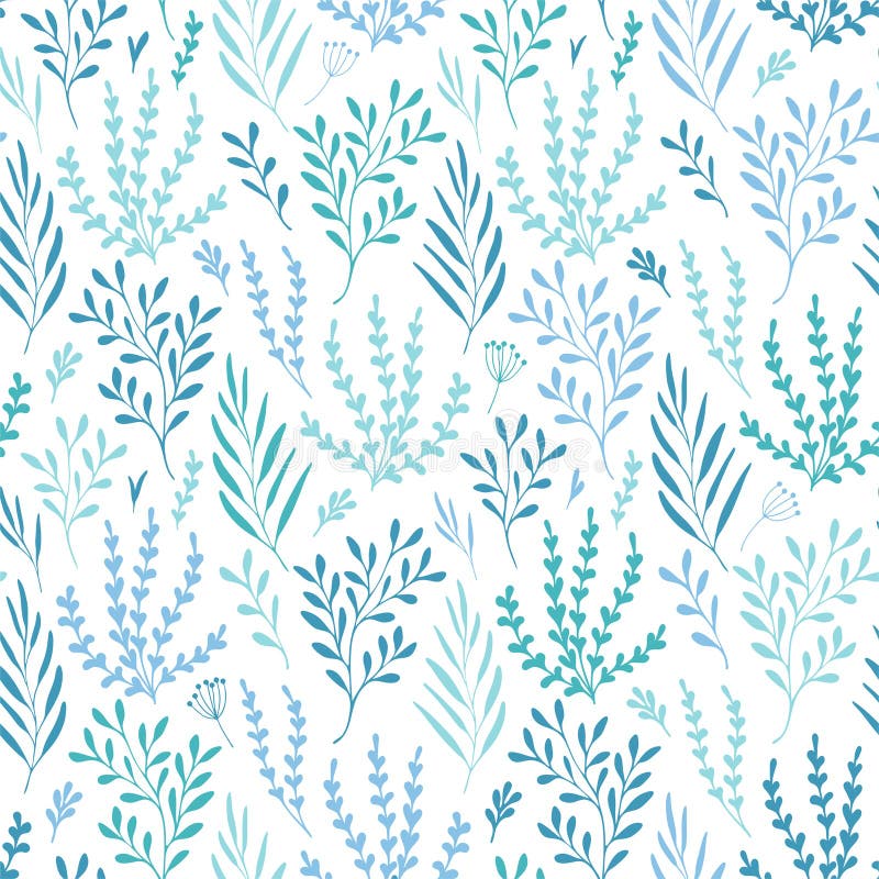 Vector Seamless Floral Pattern. Delicate Plants on a White Background ...