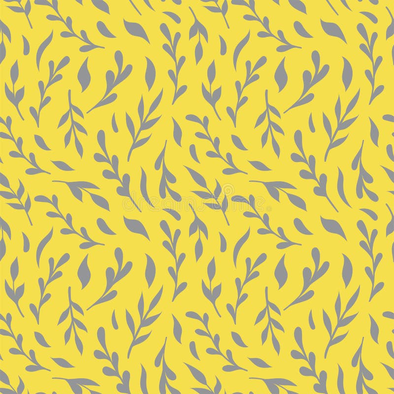 Vector Seamless Floral Pattern. Gray Elements on a Yellow Background ...