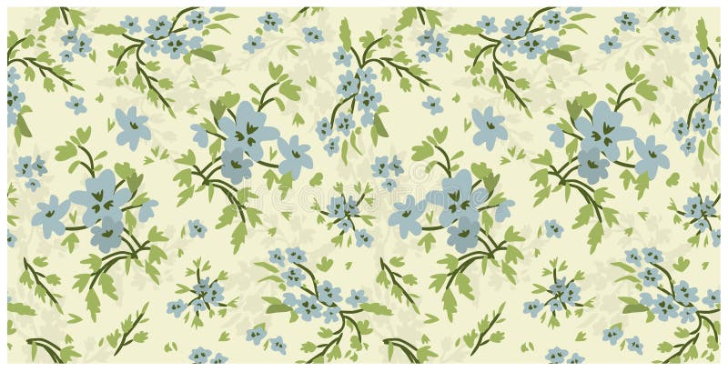Vector Seamless Floral Pattern with Soft Blue Small Flowers on Light ...