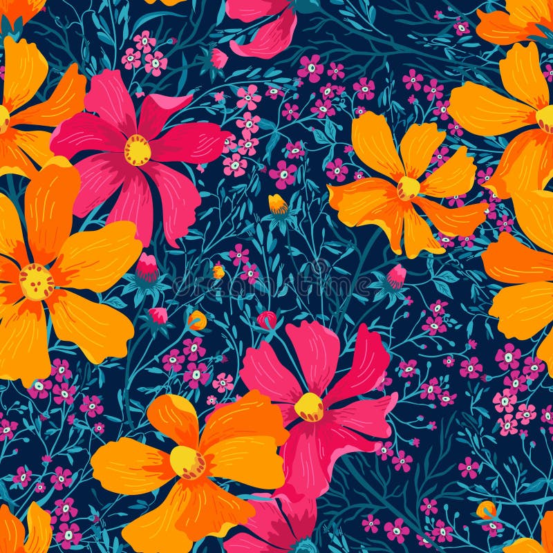 Seamless Floral Summer Pattern Stock Illustrations – 559,701 Seamless ...