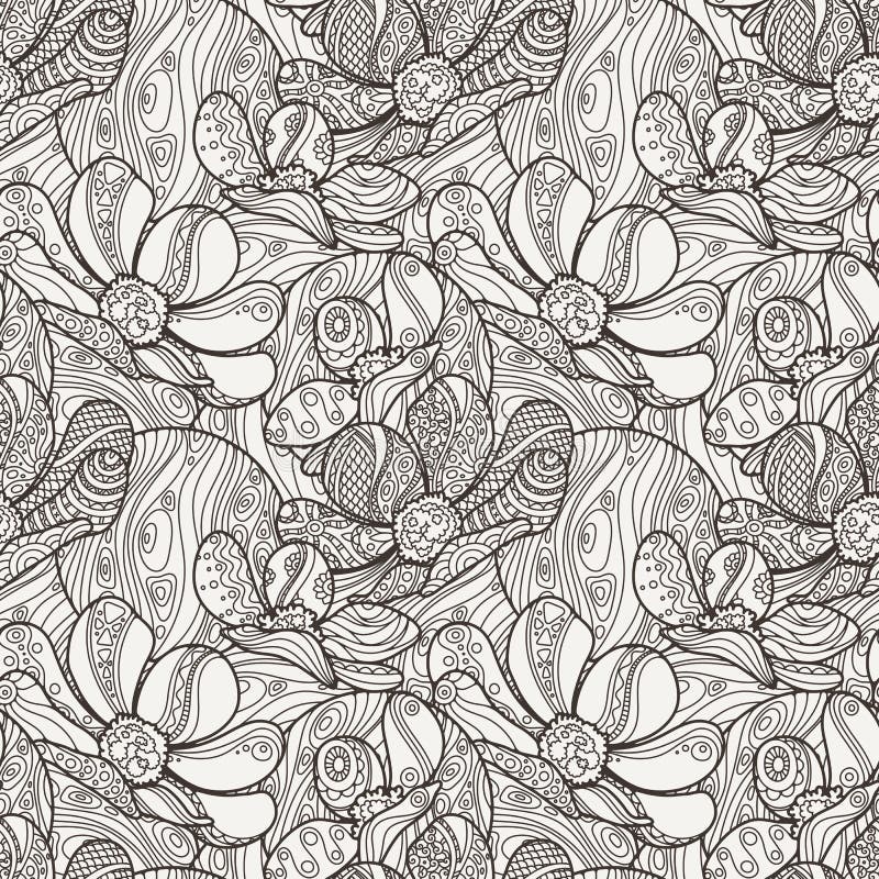 Vector Seamless Floral Zentangle Pattern. Stock Vector - Illustration ...