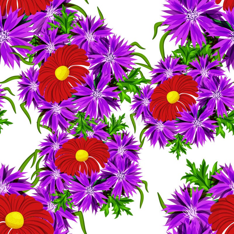 Vector Seamless Flower Pattern Stock Vector - Illustration of beauty ...