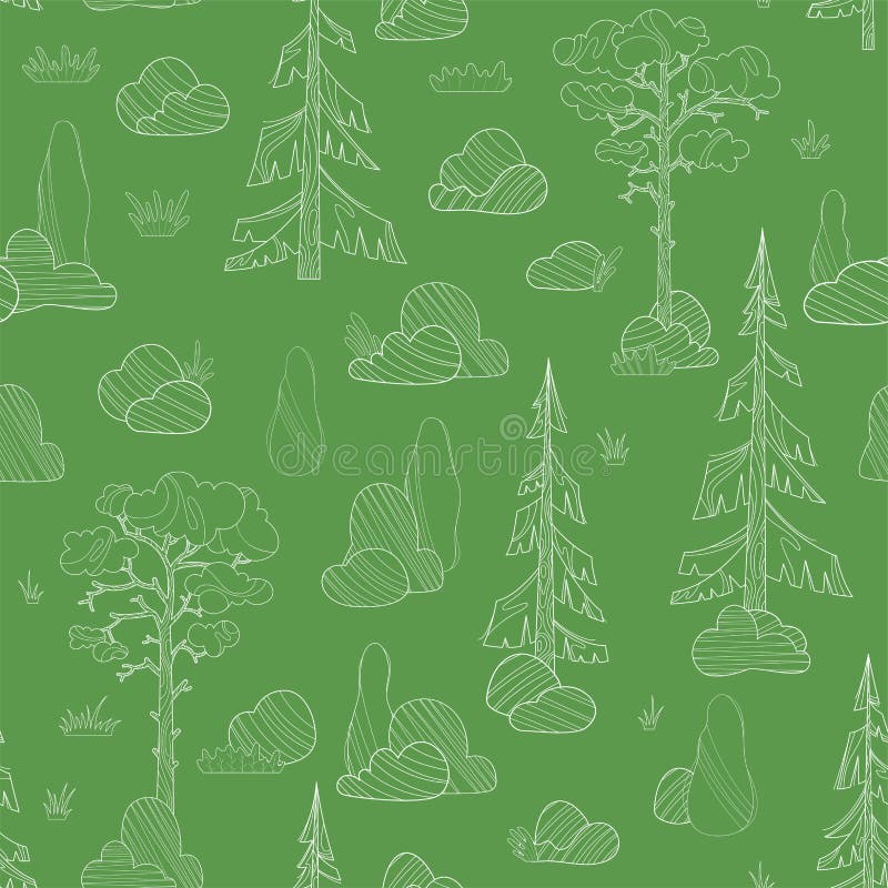 Vector Seamless Forest Pattern Stock Vector - Illustration of duotone ...