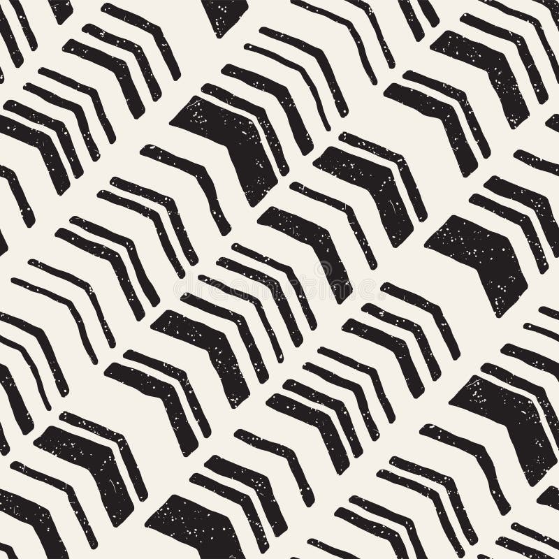 Vector Seamless Freehand Pattern. Doodle Monochrome Print Hand Drawn ...