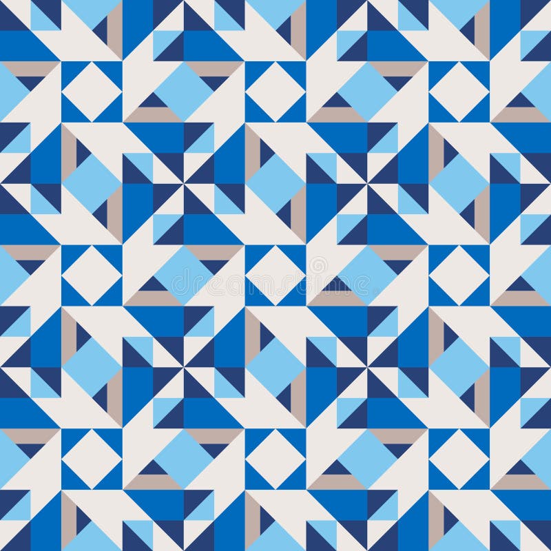 Vector Seamless Geometric Blue Shades Rhombus Triangle Tiling Pattern ...