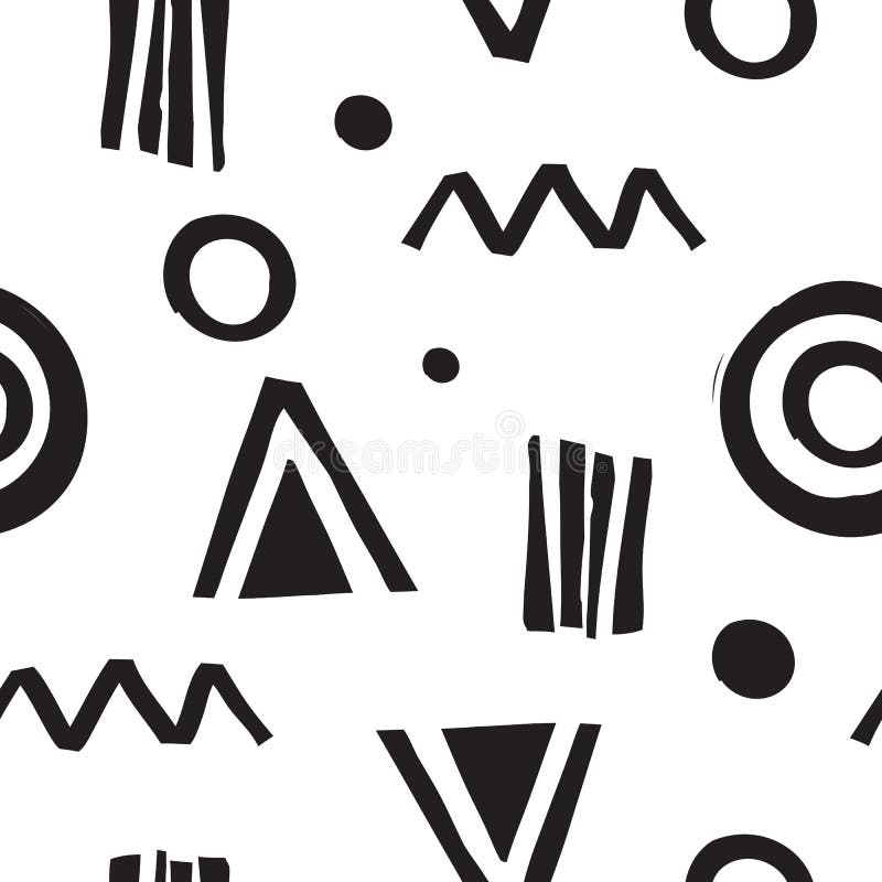 Vector Seamless Geometric Doodle Pattern Stock Vector - Illustration of ...