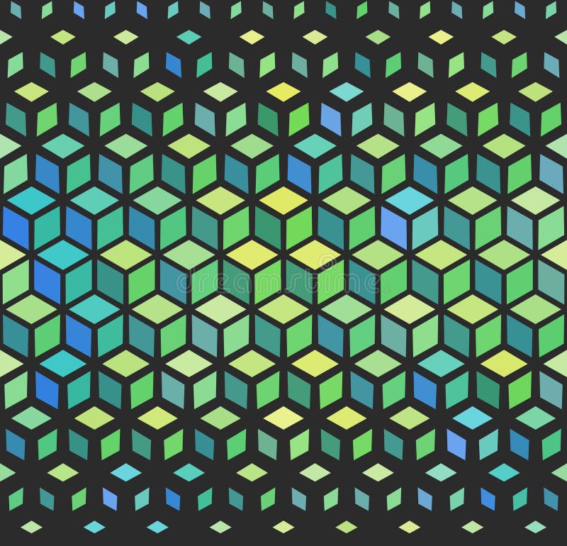 Vector Seamless Geometric Outlined Cube Grid Isometric Green Pattern Stock Vector - Illustration ...