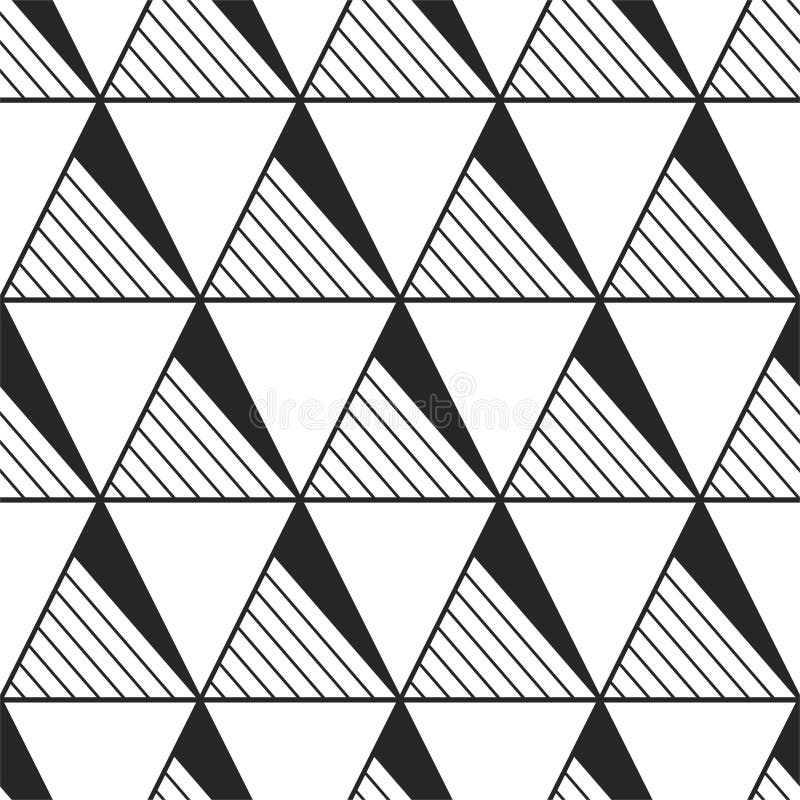 Vector Seamless Geometric Pattern - Black and White Design. Endless Art ...