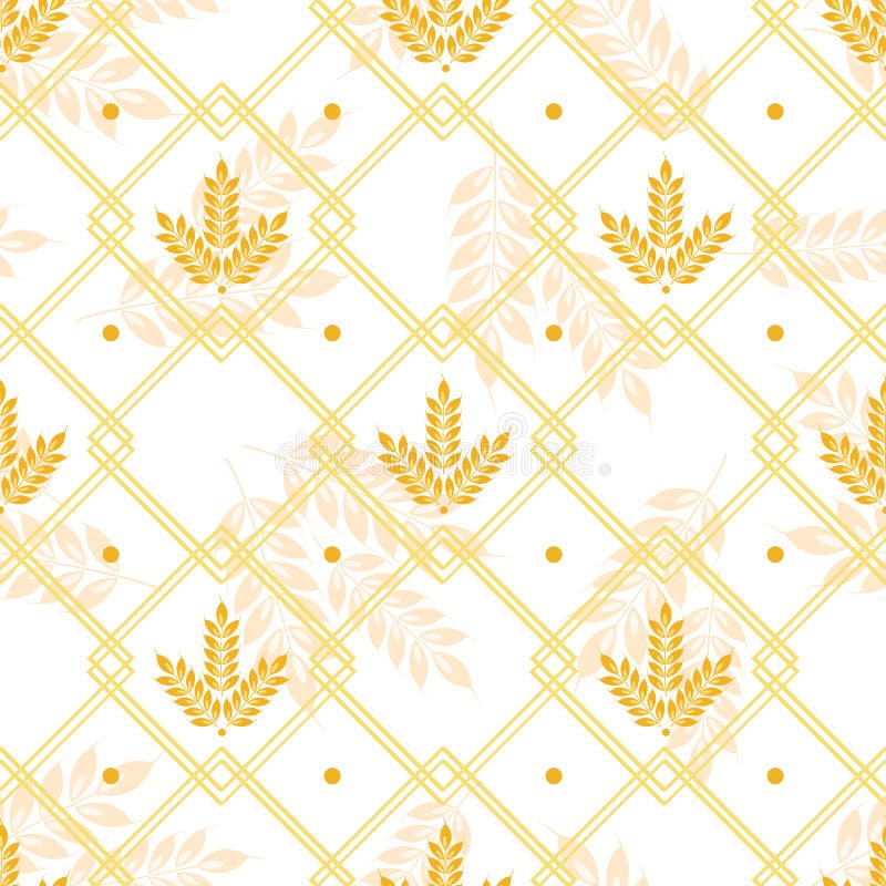 Vector Seamless Geometric Pattern with Ears of Wheat. Stock Vector ...