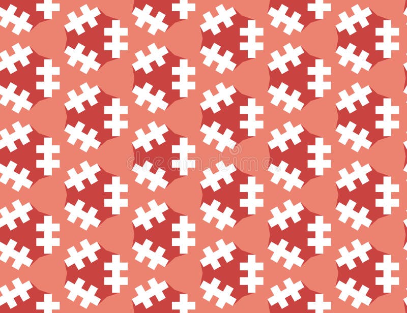 Vector Seamless Geometric Pattern. Red, White Lines, Shapes Stock ...