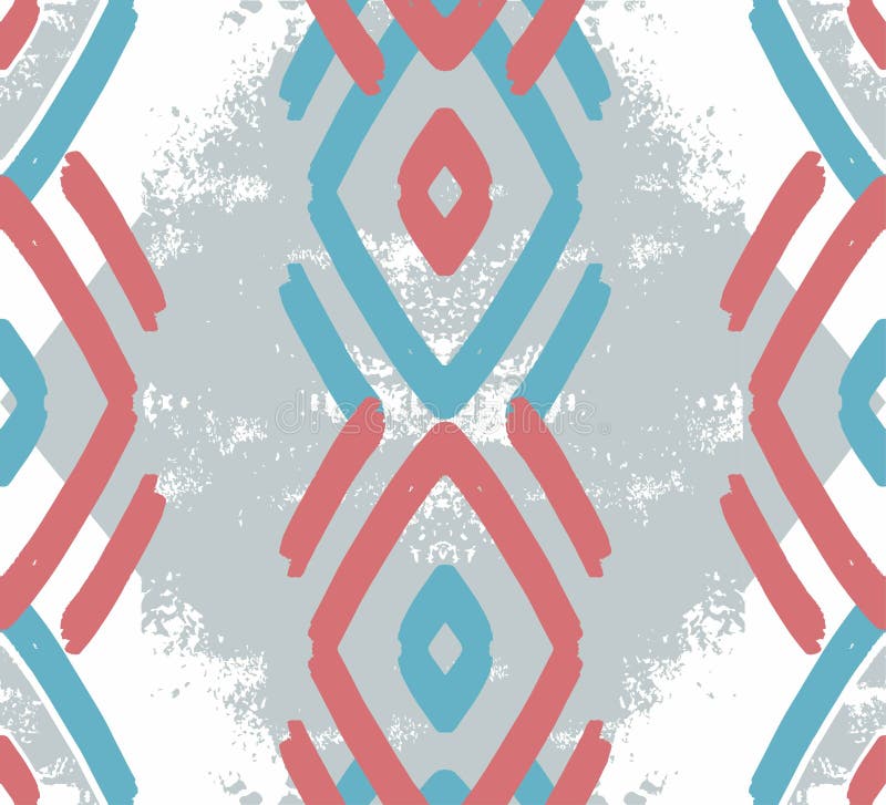 Vector Seamless Geometric Pattern. Rhombus , Spots, Stripes, Brush ...