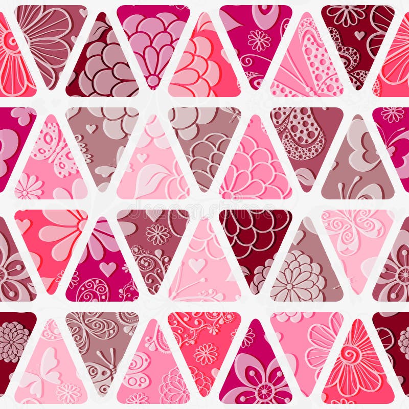 Vector Seamless Geometric Pattern with Rose Triangles with Vintage ...