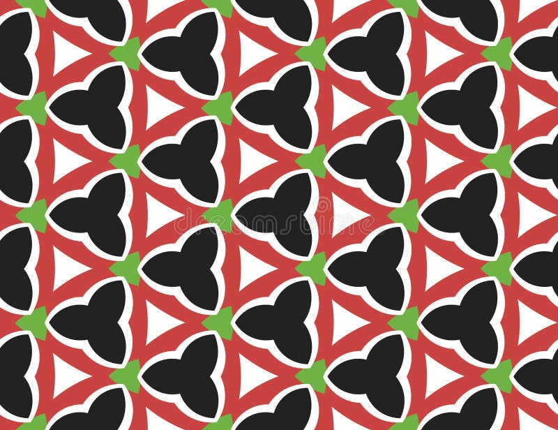 Vector Seamless Geometric Pattern. Shaped in White, Black, Red, Green ...