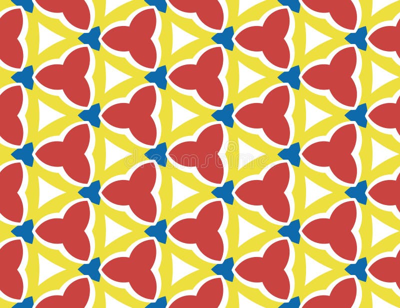 Vector Seamless Geometric Pattern. Shaped in White, Red, Yellow, Blue ...