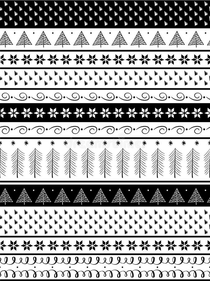 Vector Seamless Geometric Winter Pattern from Doodle Hand Drawn Winter ...