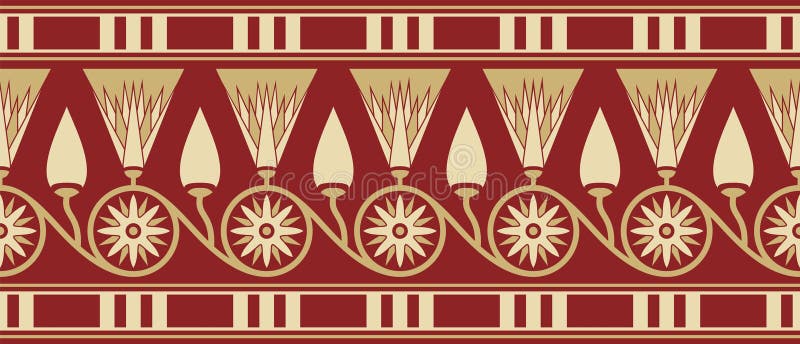 Vector Seamless Gold and Red Egyptian Ornament. Stock Vector ...