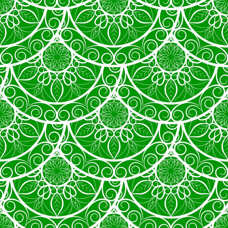 Vector Seamless Green Floral Pattern Stock Vector - Illustration of ...