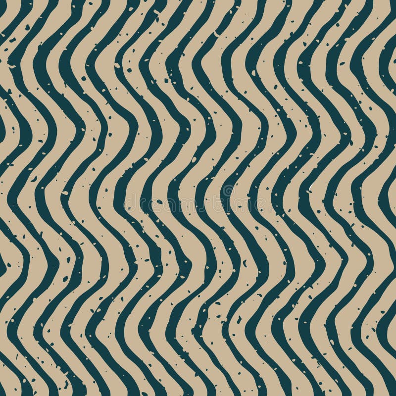 Vector Seamless Green Grey Color Hand Drawn Wavy Distorted Lines Retro ...