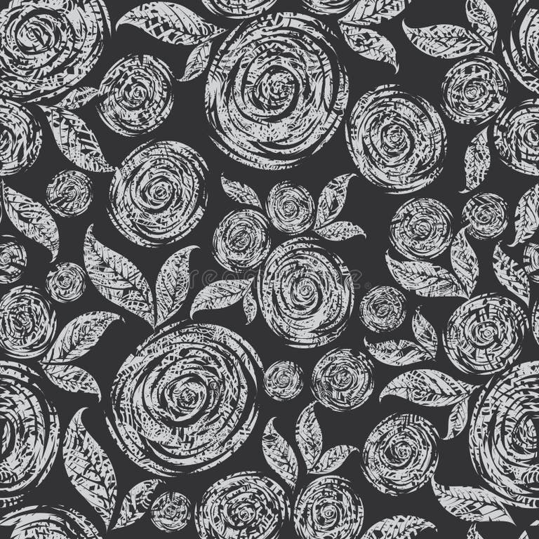 Vector Seamless Grunge Rose Pattern Stock Vector - Illustration of ...