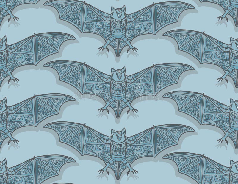 Vector Seamless Halloween Pattern with Bat Stock Illustration ...