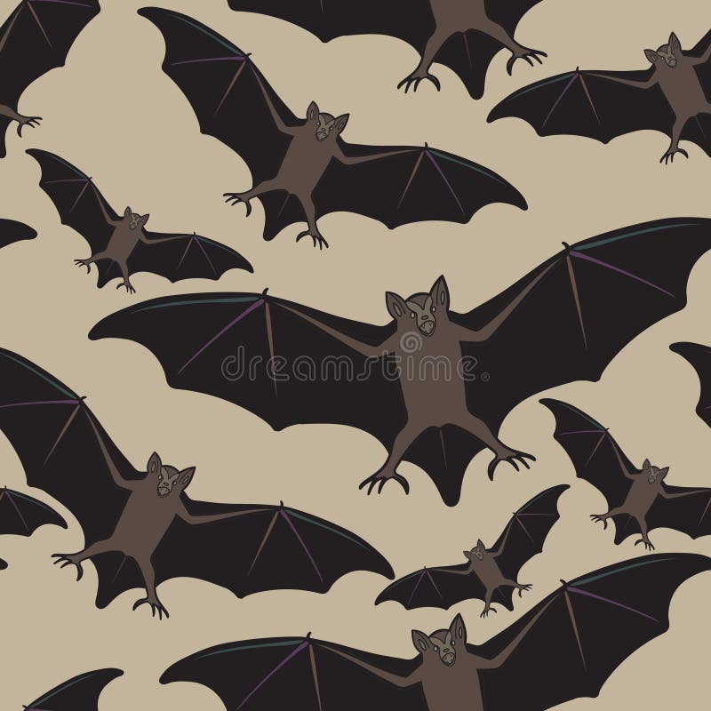 Vector Seamless Halloween Pattern with Bat Stock Illustration ...
