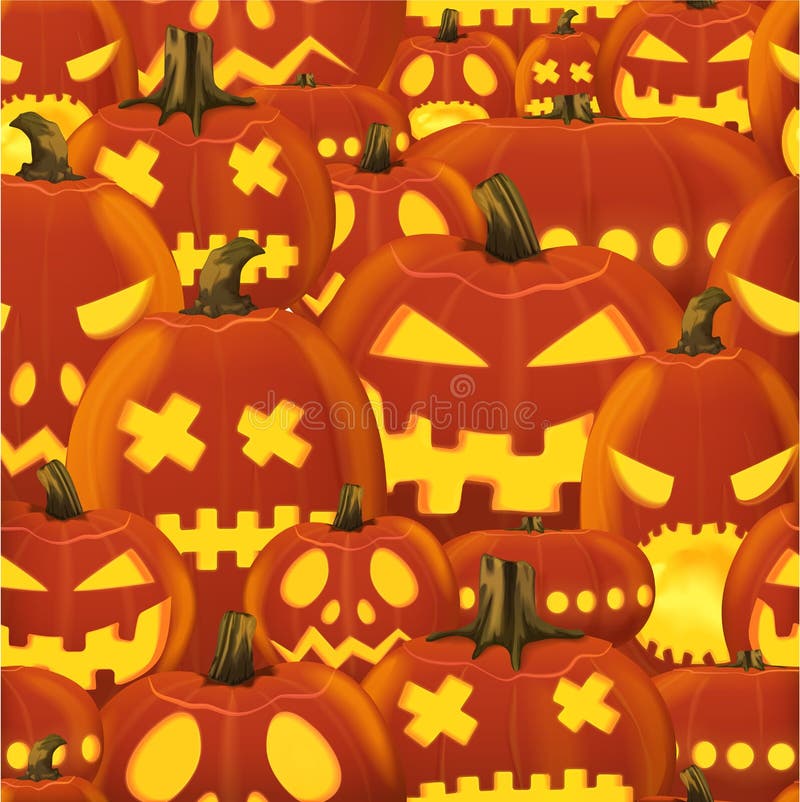 Vector Seamless Halloween Pattern with Set of Scary Horror Realistic ...