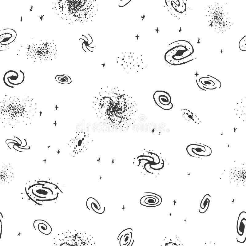 Vector Seamless Hand Drawn Galaxy Background from Galaxy Stock Vector ...