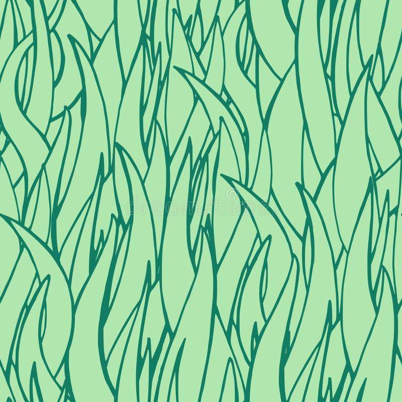 Vector Seamless Hand Drawn Green Grass Pattern. Stock Vector ...
