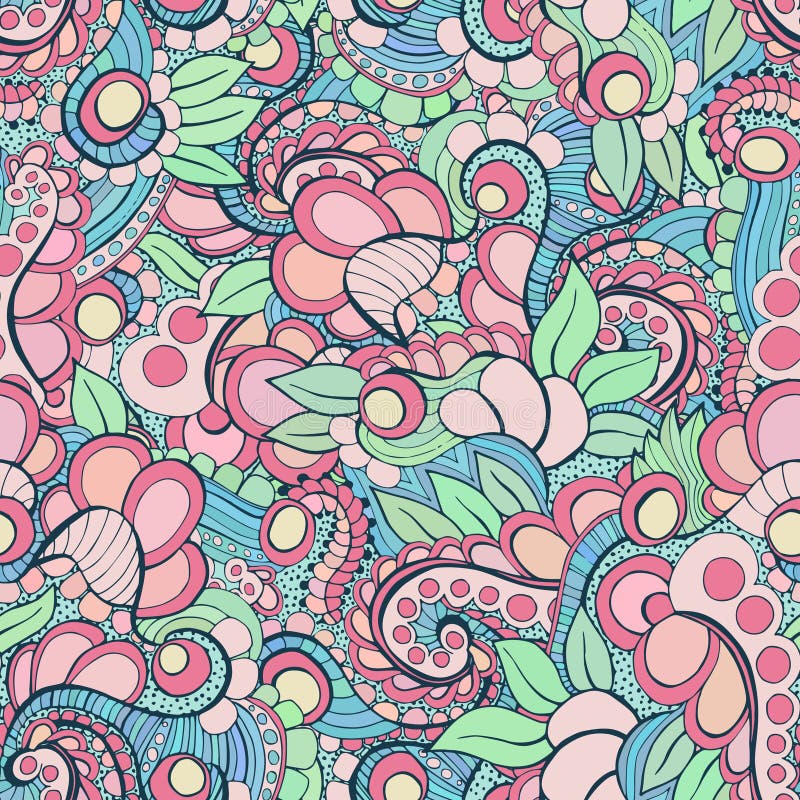 Vector Seamless Hand Drawn Natural Decorative Stock Vector ...