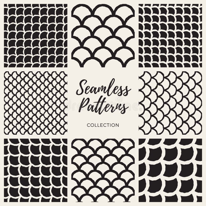 Vector Seamless Hand Drawn Rounded Lines Oriental Pattern Collection ...