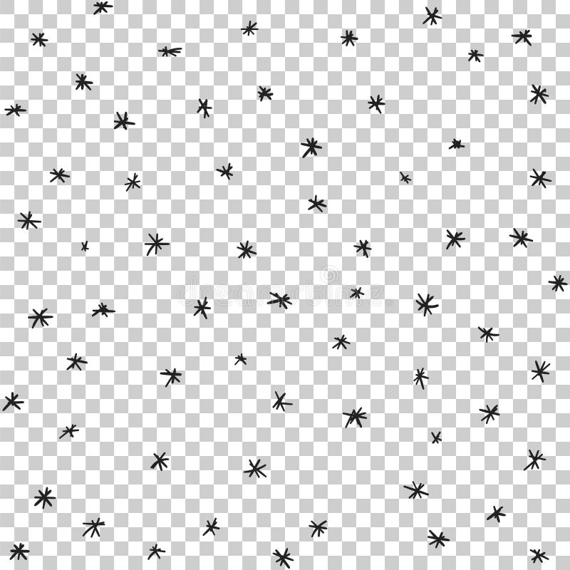 Vector Seamless Hand Drawn Stars and Snow Pattern. Snowfall Vector ...