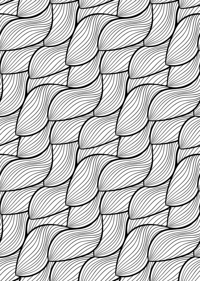 Vector Seamless Hand Drawn Wave Pattern. Endless Thread Background ...